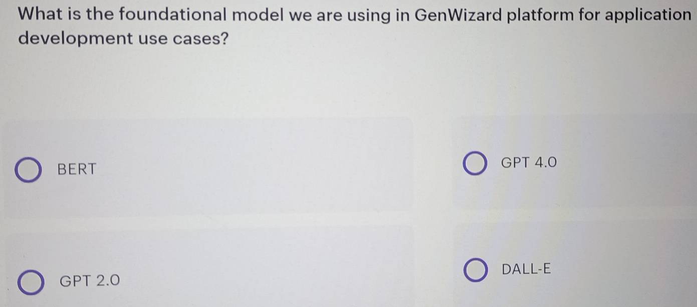 Solved: What is the foundational model we are using in GenWizard platform for application ...