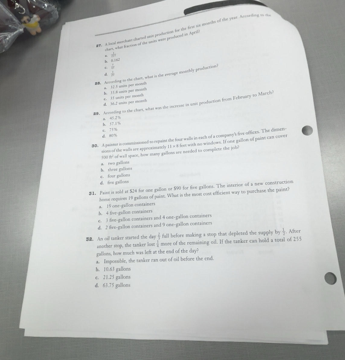 Solved: A local merchant charted unit production for the first six ...