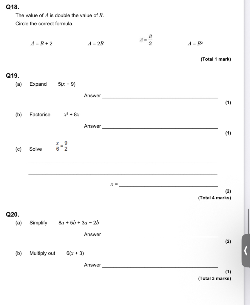 Résolu :The value of A is double the value of B. Circle the correct ...
