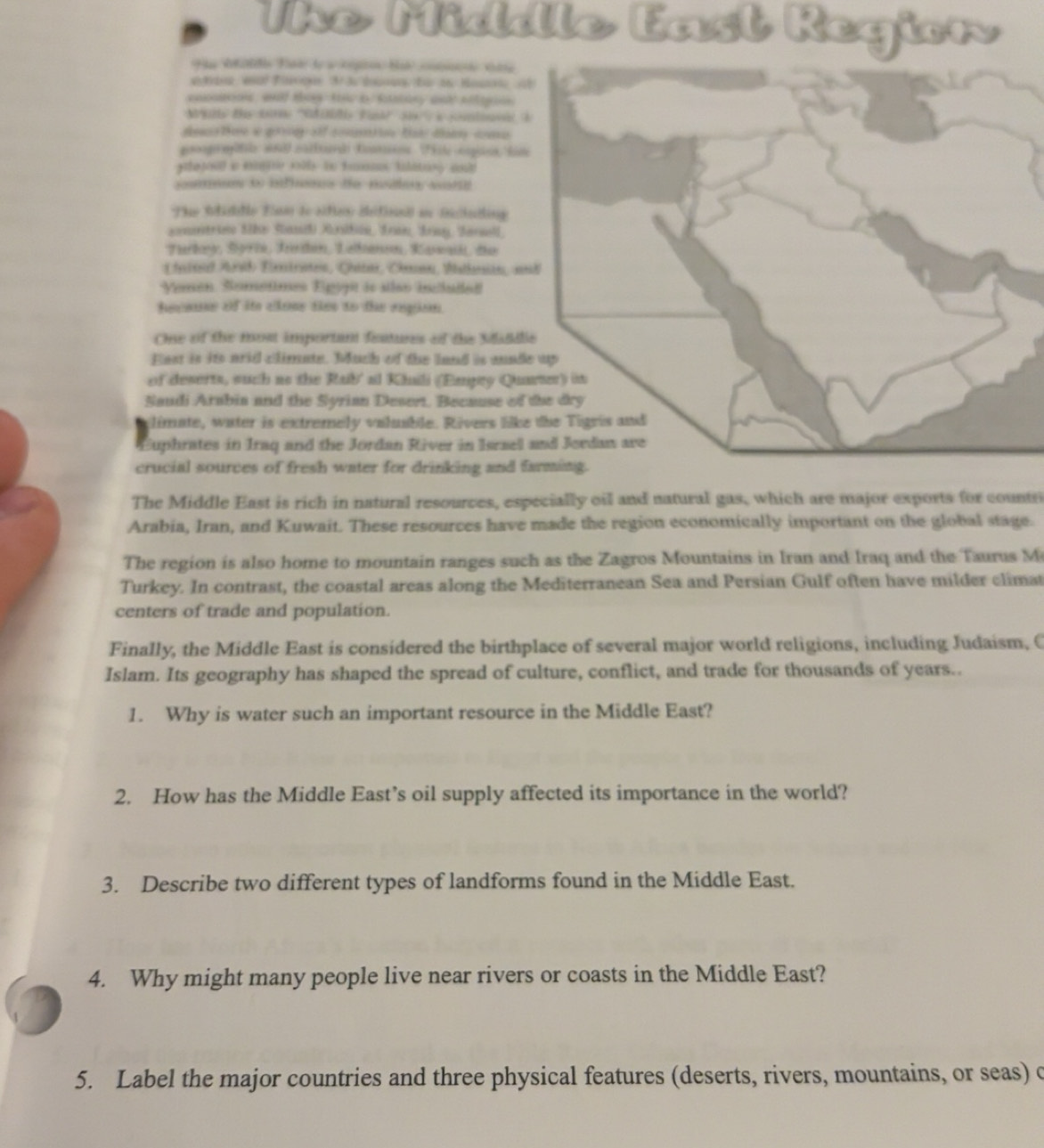 Solved: The Middle East Region n wd? Tn 3 3bte an Ha a ptions ad ty te ...