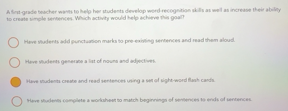 Solved: A first-grade teacher wants to help her students develop word ...