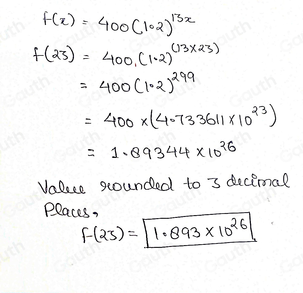 Solved: Evaluate the function at the given value of x. Round your result to three decimal places ...