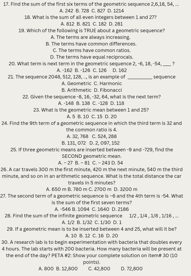 Solved: Find the sum of the first six terms of the geometric sequence 2 ...