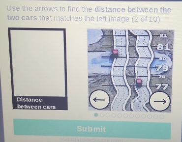 Solved: Use the arrows to find the distance between the two cars that matches the left image (2 ...