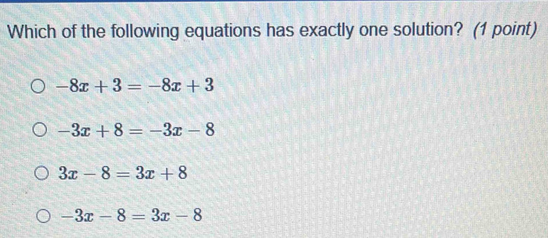 Solved: Which of the following equations has exactly one solution? (1 ...