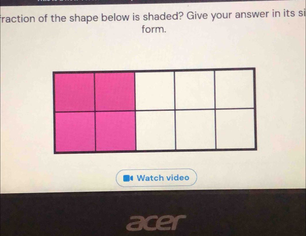 Solved: fraction of the shape below is shaded? Give your answer in its ...