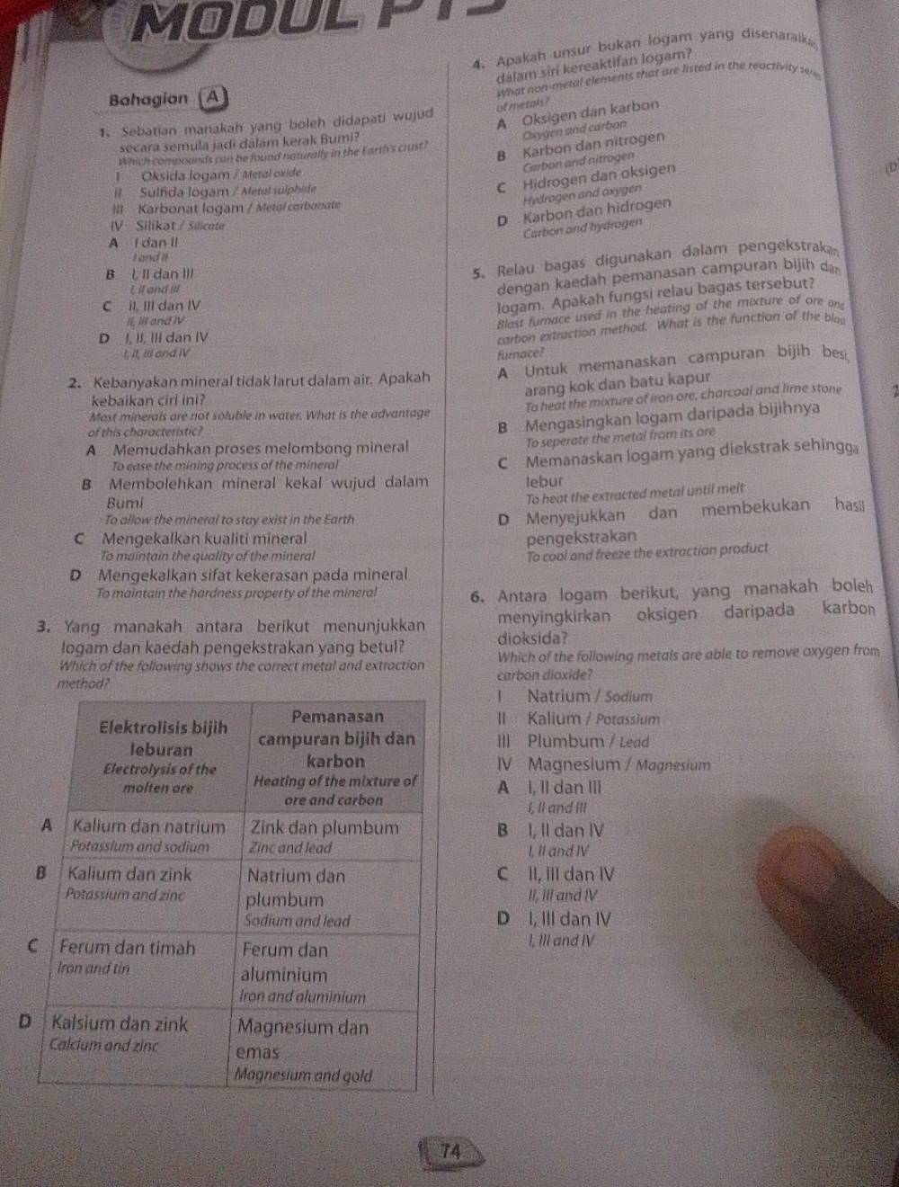 Selesai:MODUL P T 4. Apakah unsur bukan logam yang disenaraika dalam ...