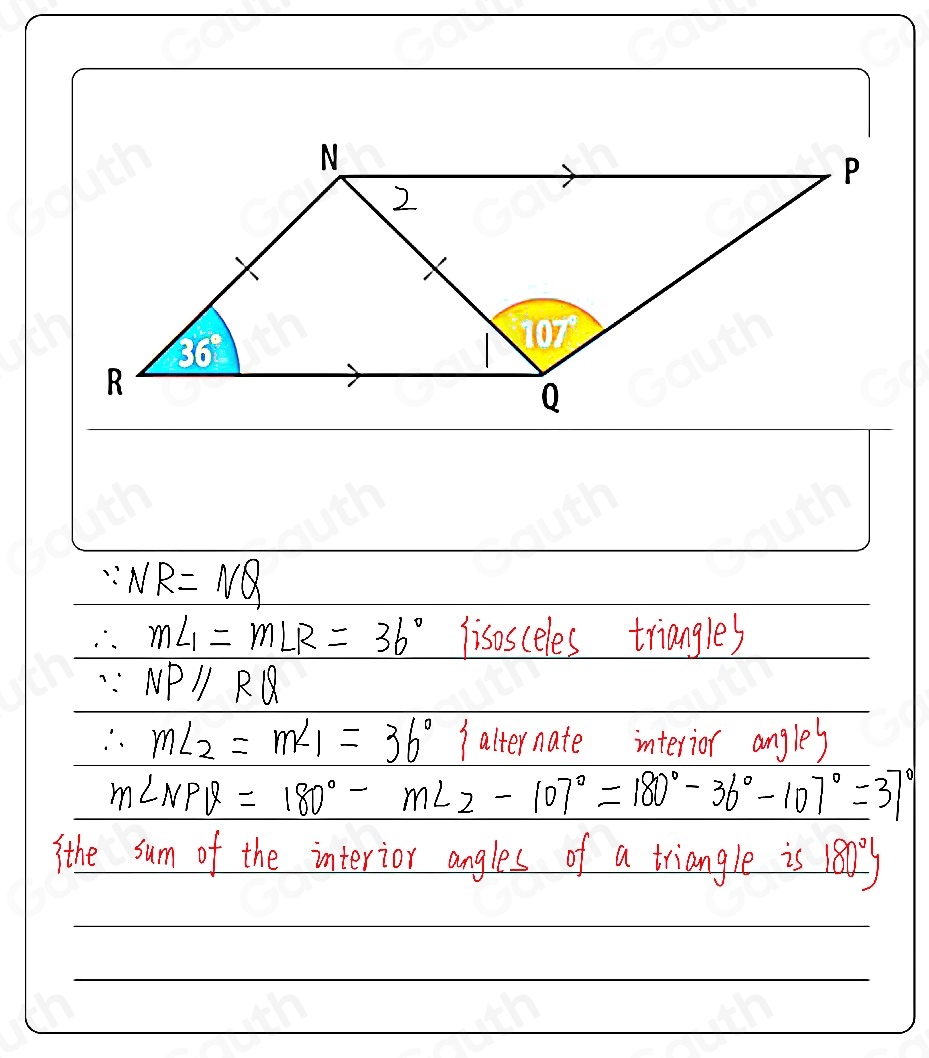 Solved: Look at the quadrilateral below. Calculate the size of angle NPQ. Give your answer in ...