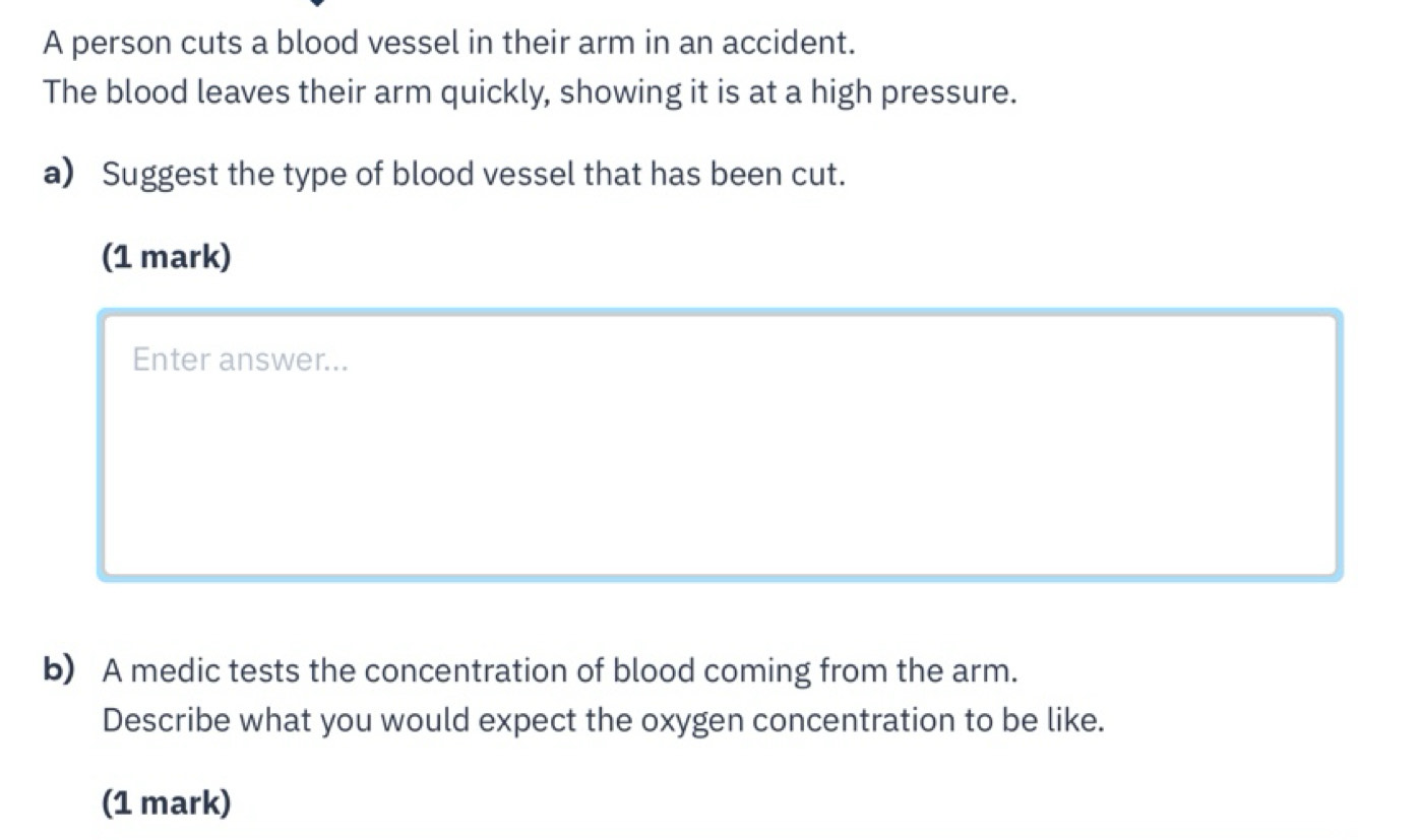 Solved: A person cuts a blood vessel in their arm in an accident. The ...