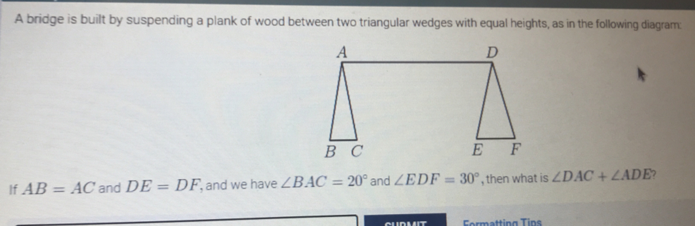 Solved: A bridge is built by suspending a plank of wood between two ...