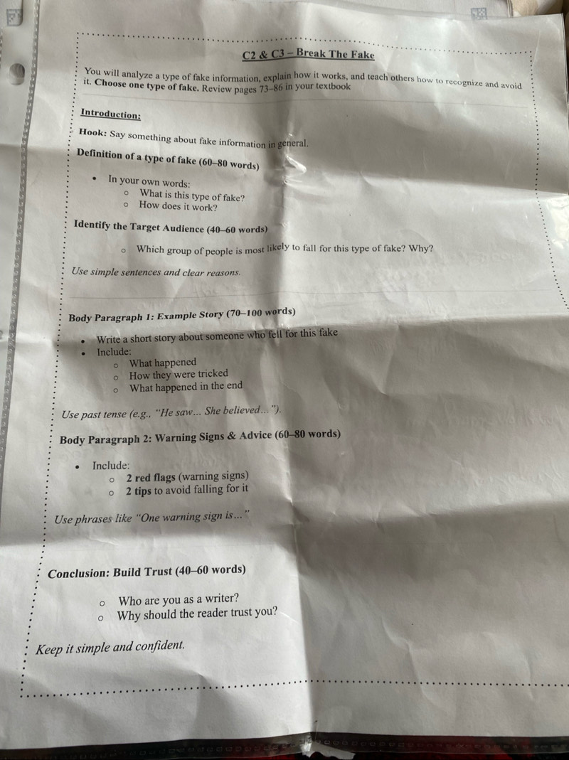 Solved: C2 & C3 - Break The Fake You will analyze a type of fake ...