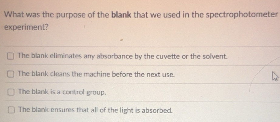 Solved: What was the purpose of the blank that we used in the ...