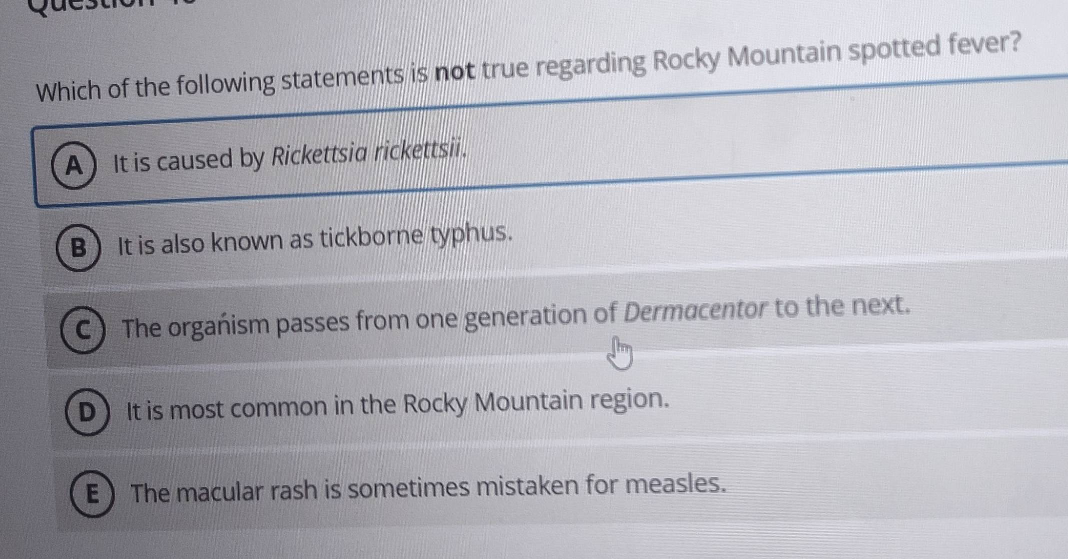 Solved: Which of the following statements is not true regarding Rocky ...