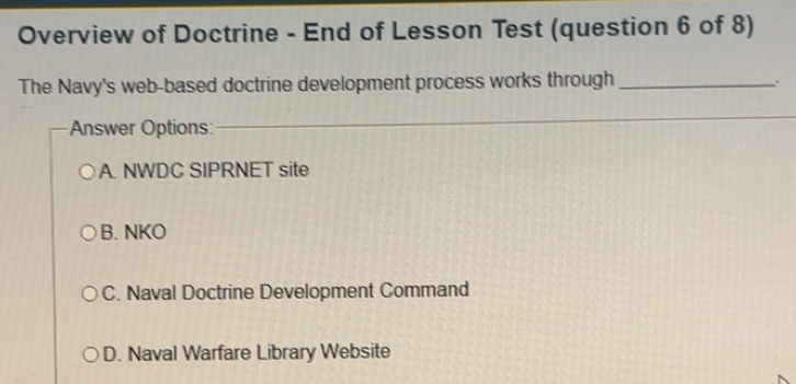 Solved: Overview of Doctrine - End of Lesson Test (question 6 of 8) The ...