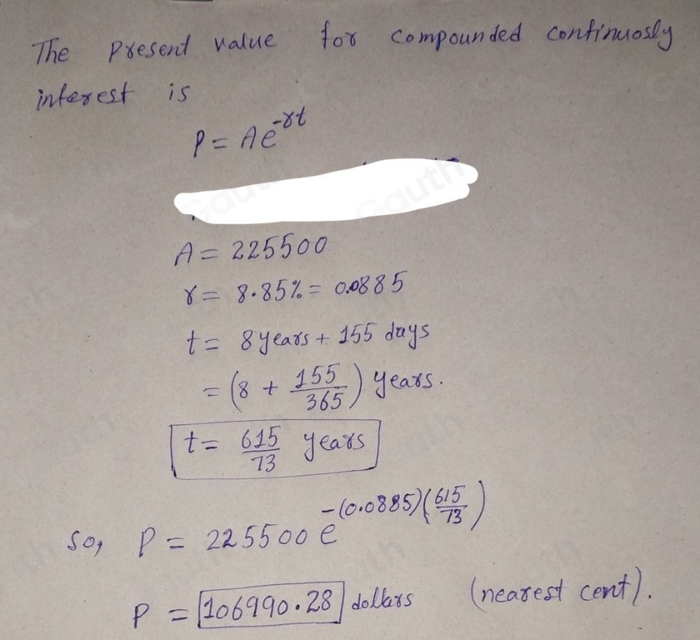 Solved: Find the present value, using the present value formula and a ...