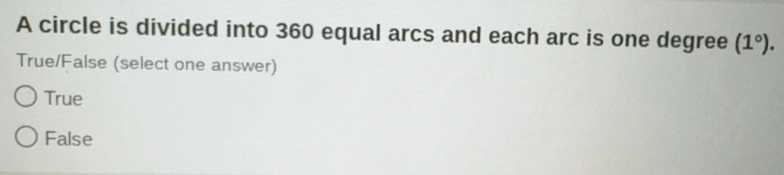 Solved: A circle is divided into 360 equal arcs and each arc is one ...