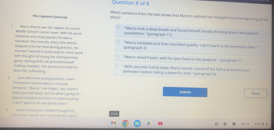 Solved: Which sentence from the text shows that Marco's outlook has ...