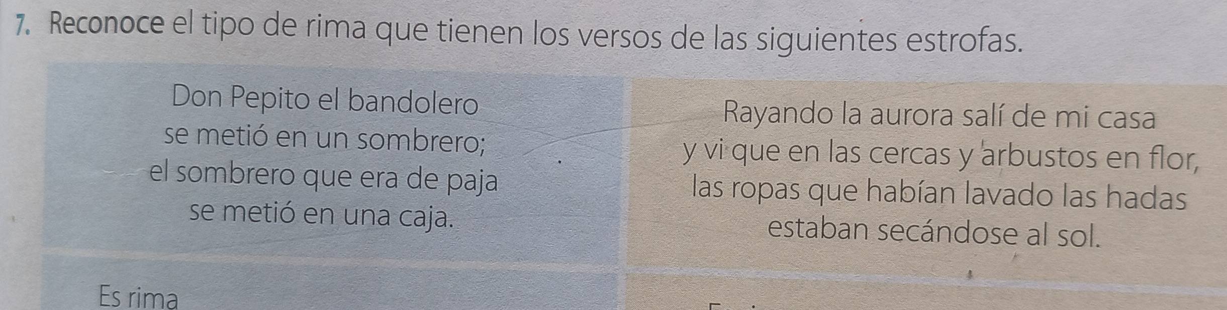 Resuelto:Reconoce el tipo de rima que tienen los versos de las ...