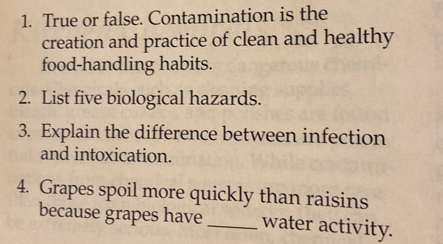 Solved: True or false. Contamination is the creation and practice of ...