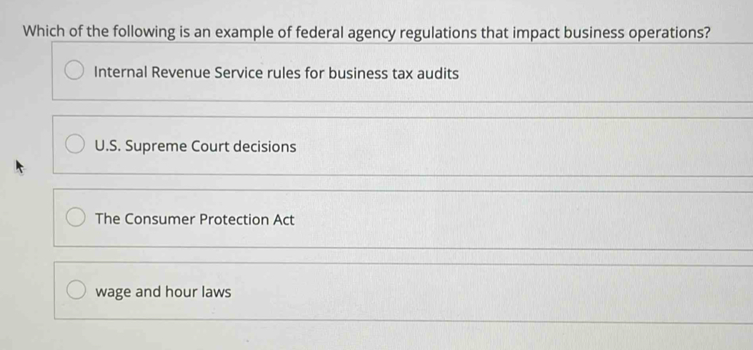 Solved: Which of the following is an example of federal agency ...