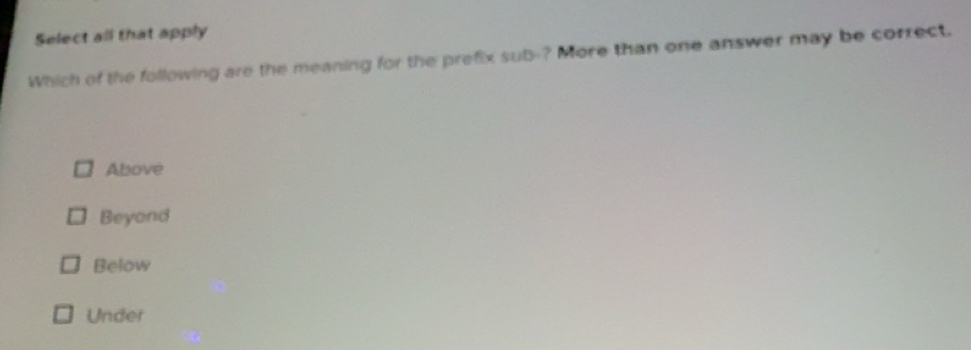 Solved: Select all that apply Whsich of the following are the meaning ...
