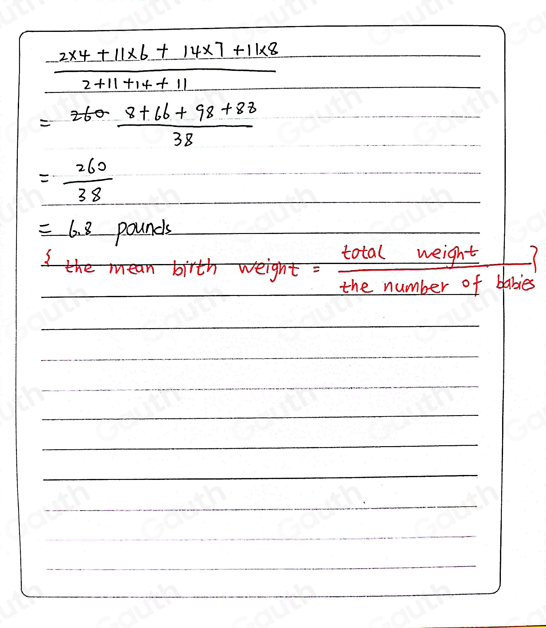 Solved: The birth weights (to the nearest pound) of a sample of 38 ...