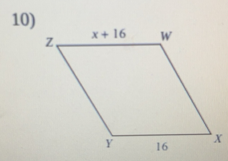 Solved: Z 、 x+16 W Y x 16 [Math]