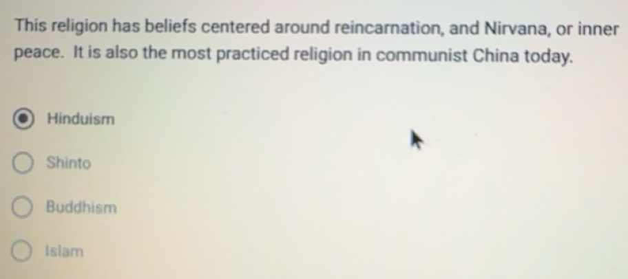 Solved: This religion has beliefs centered around reincarnation, and ...