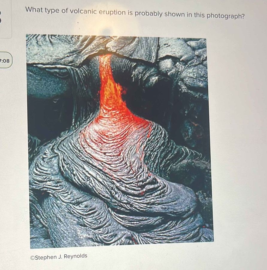 Solved: What type of volcanic eruption is probably shown in this ...