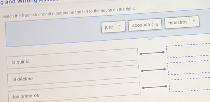 Solved: and writing Match the Spanish ordinal numbers on the left to ...