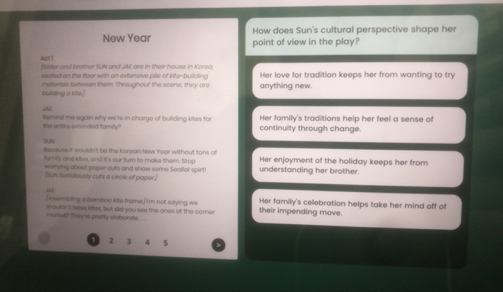 Solved: New Year How does Sun's cultural perspective shape her point of ...