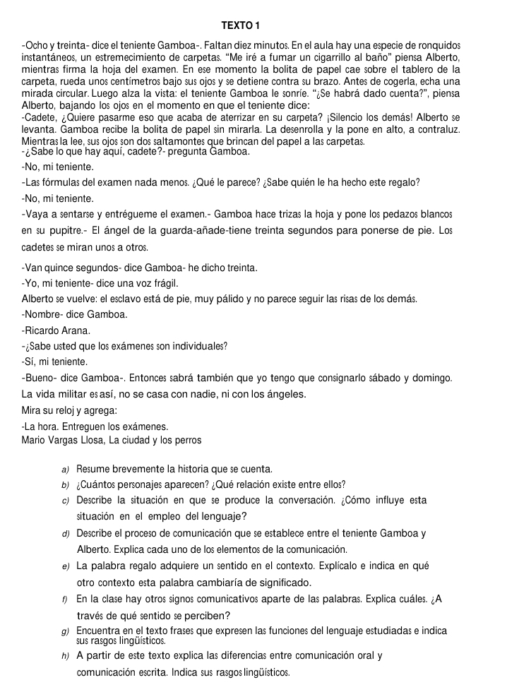 Resuelto:TEXTO 1 -Ocho y treinta- dice el teniente Gamboa-. Faltan diez ...