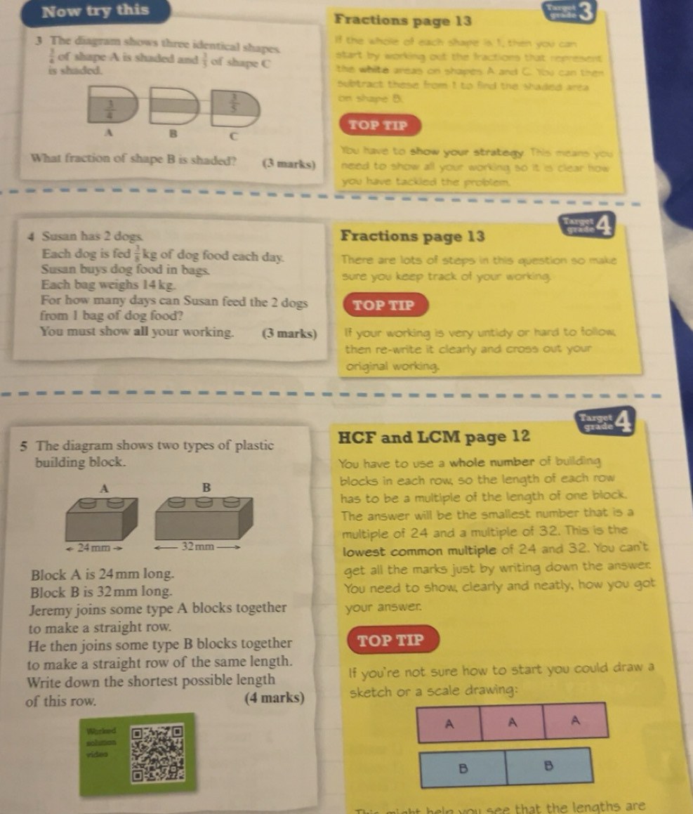Solved: Now try this Fractions page 13 ; 3 If the whole of each shape ...