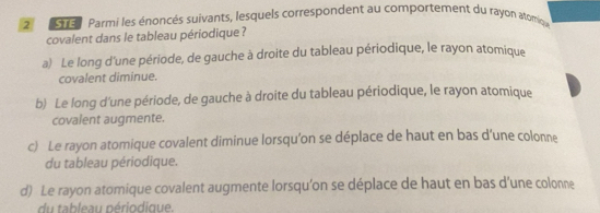 Solved: Parmi les énoncés suivants, lesquels correspondent au ...