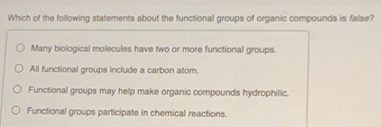 Solved: Which of the following statements about the functional groups ...