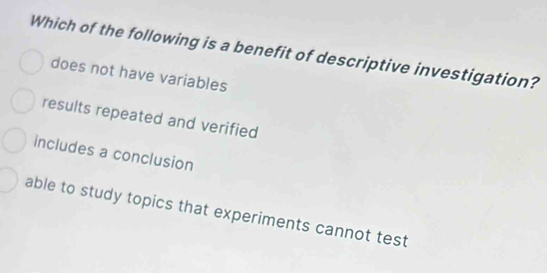 Solved: Which of the following is a benefit of descriptive ...
