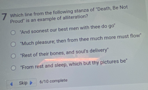 Solved: Which line from the following stanza of "Death, Be Not Proud ...