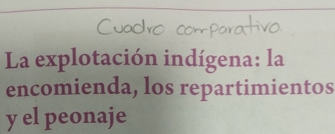 Resuelto:La explotación indígena: la encomienda, los repartimientos y ...