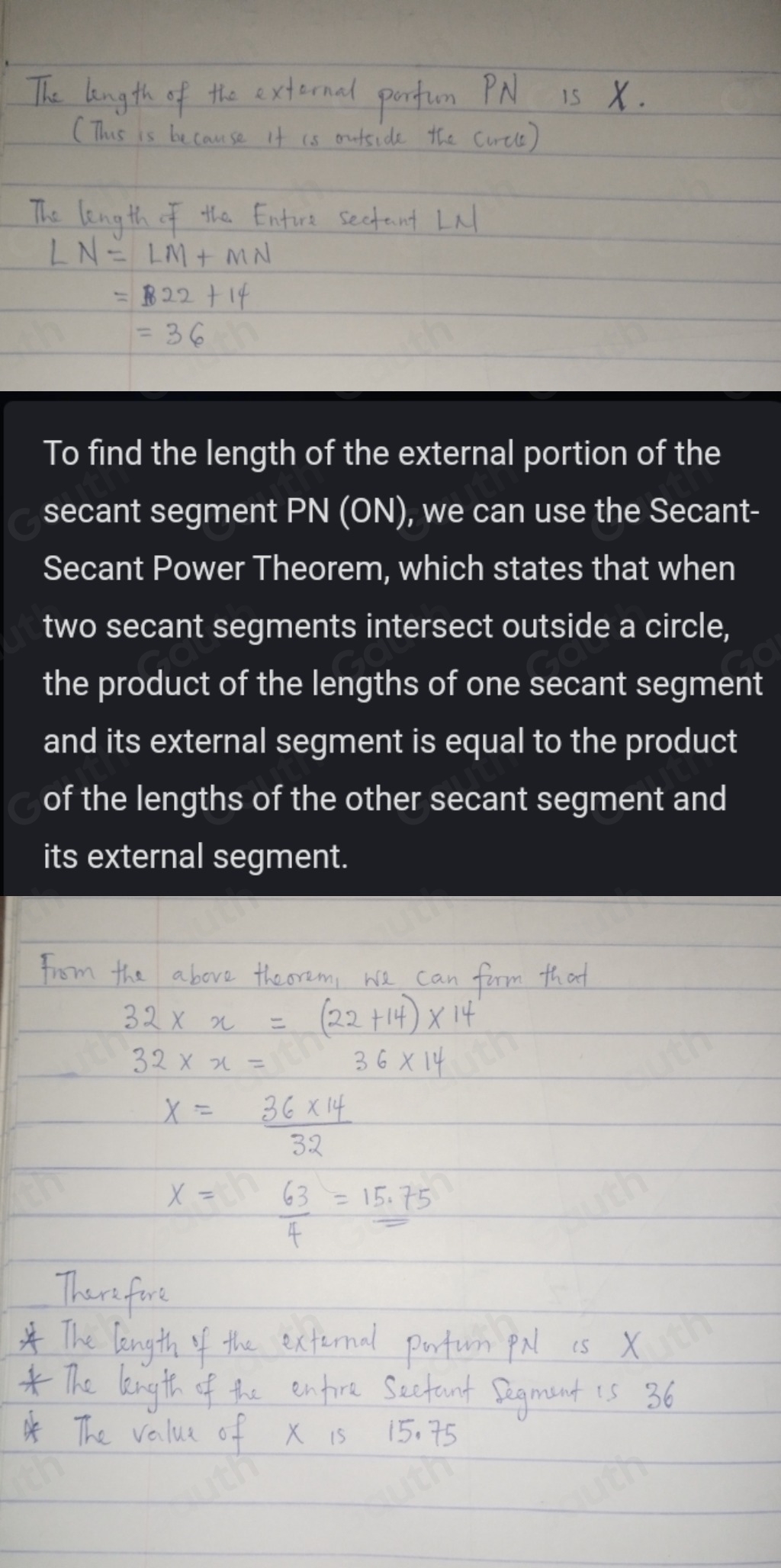 Solved: In the diagram, the length of the external portion of the ...