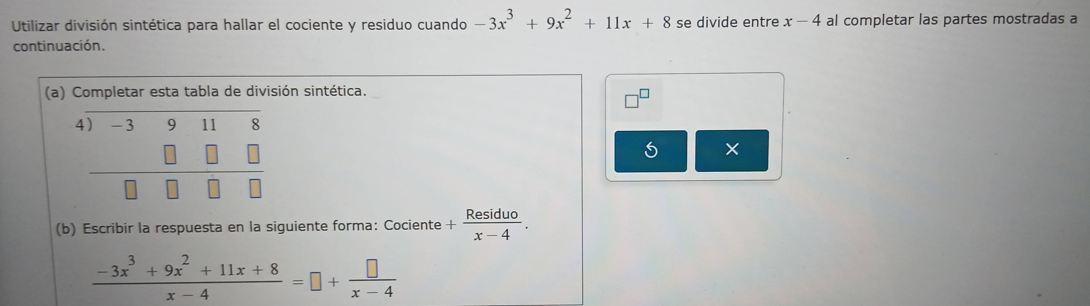 Resuelto:Utilizar división sintética para hallar el cociente y residuo ...