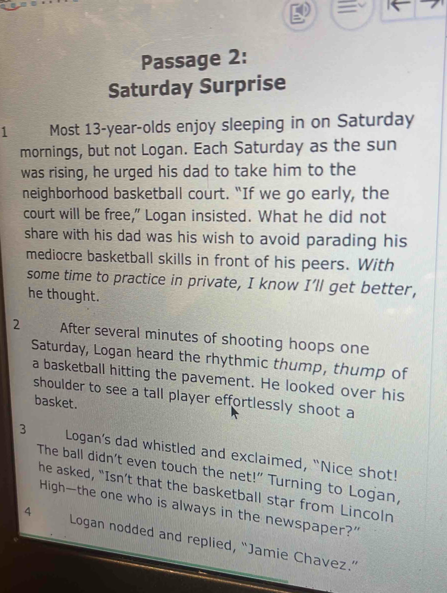Solved: Passage 2: Saturday Surprise 1 Most 13-year -olds enjoy ...