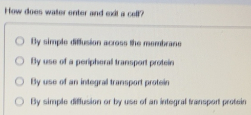 Solved: How does water enter and exit a cell? By simple diffusion ...