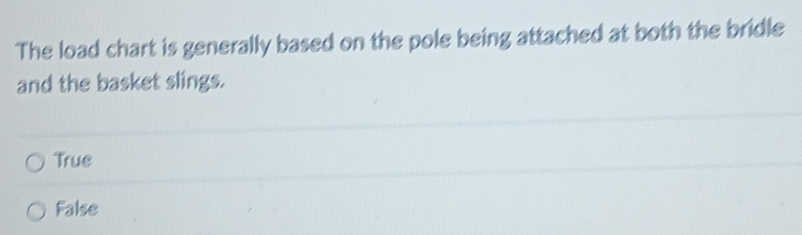 Solved: The load chart is generally based on the pole being attached at ...