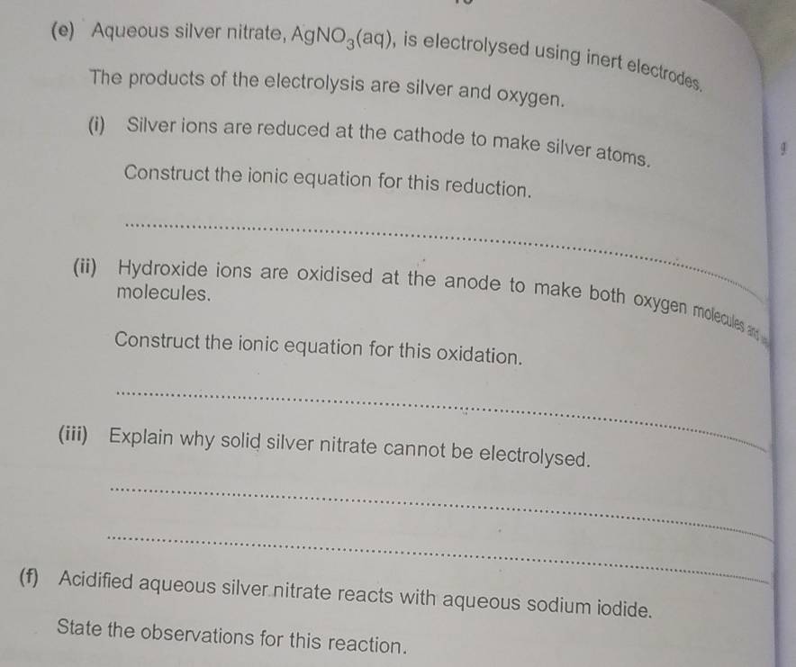 Solved: Aqueous silver nitrate, AgNO_3(aq) , is electrolysed using ...