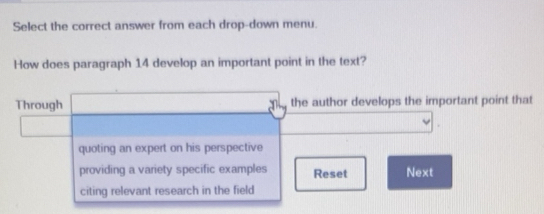 Solved: Select the correct answer from each drop-down menu. How does ...
