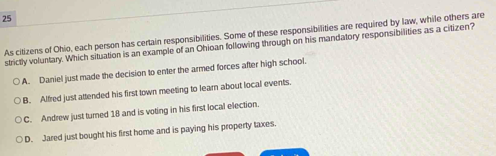 Solved: As citizens of Ohio, each person has certain responsibilities ...