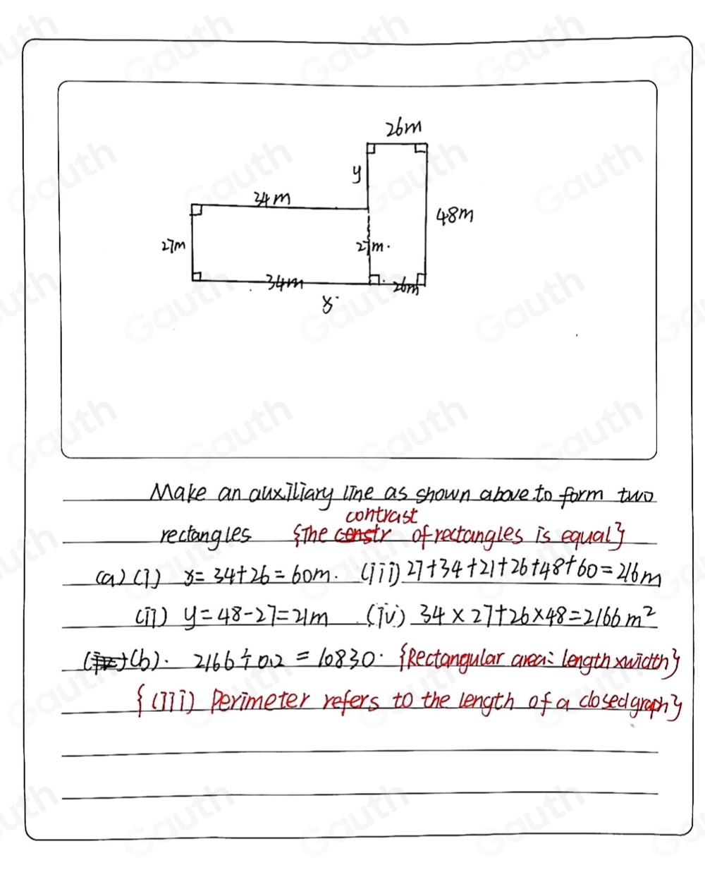 Solved: The diagram below shows an L-shaped plot of land. NOT TO SCALE ...