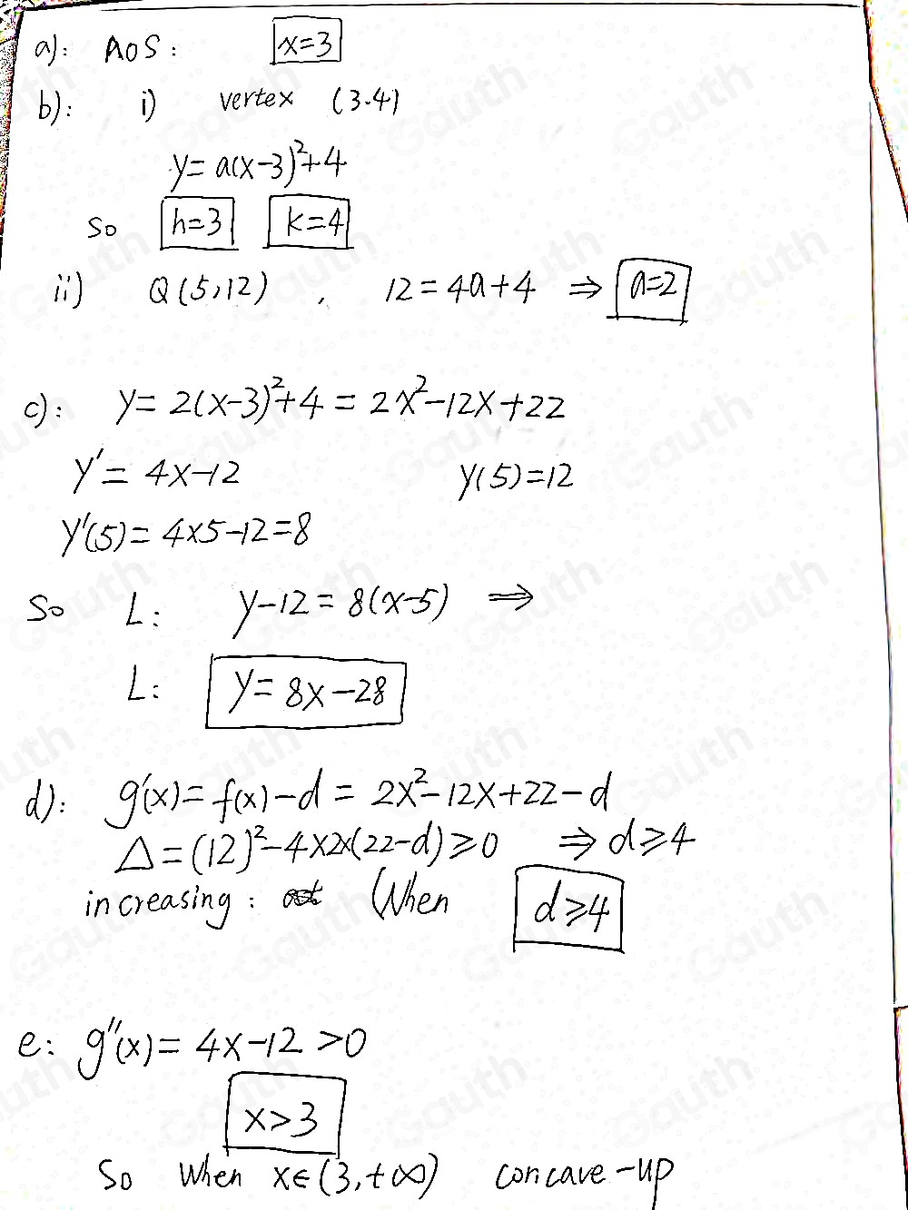 Solved: The following diagram shows part of the graph of a quadratic function ∫. The graph of ∫ ...