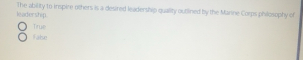Solved: The ability to inspire others is a desired leadership quallity ...