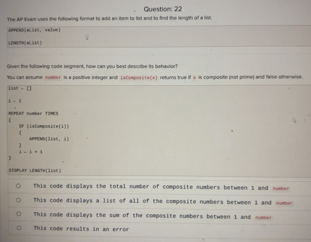 Solved: The AP Exam uses the following format to add an item to list ...